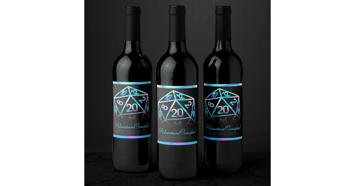 RPG Adventure Complete | Holo Tabletop Roleplayer Wine Label | Zazzle