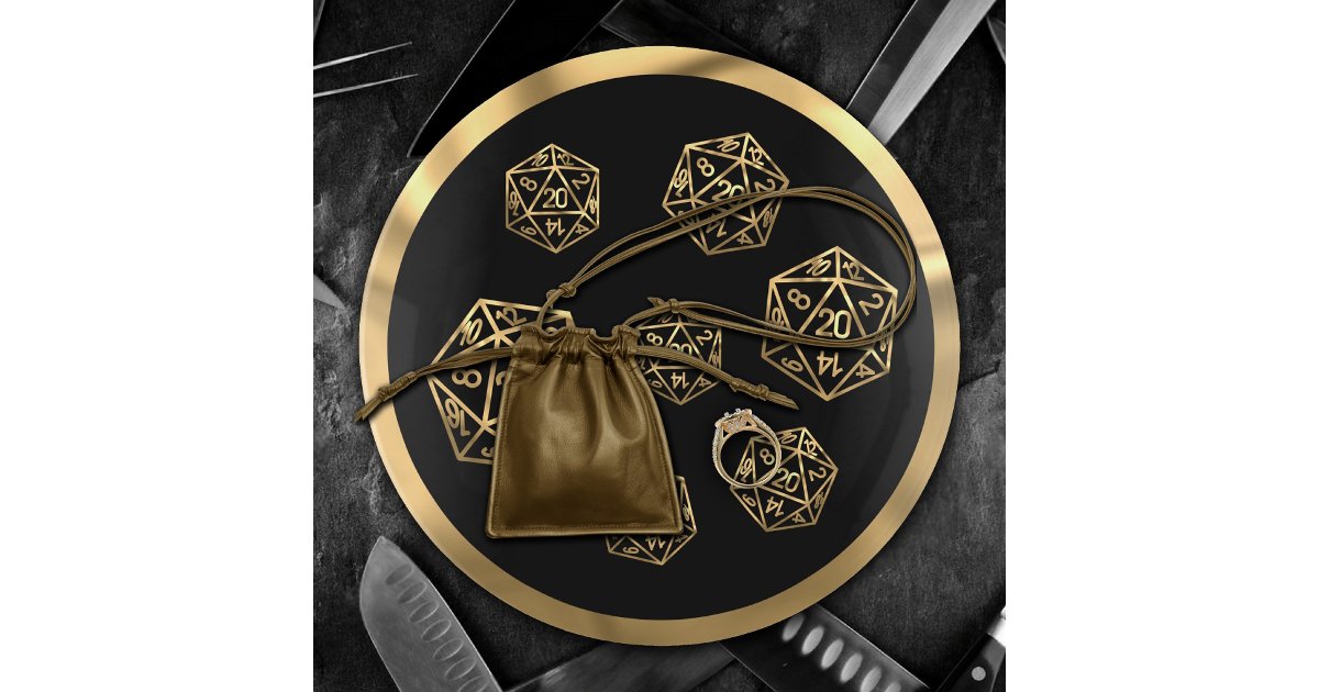 RPG Dice | Gold Fantasy Tabletop Retro PnP Gamer Trinket Trays | Zazzle