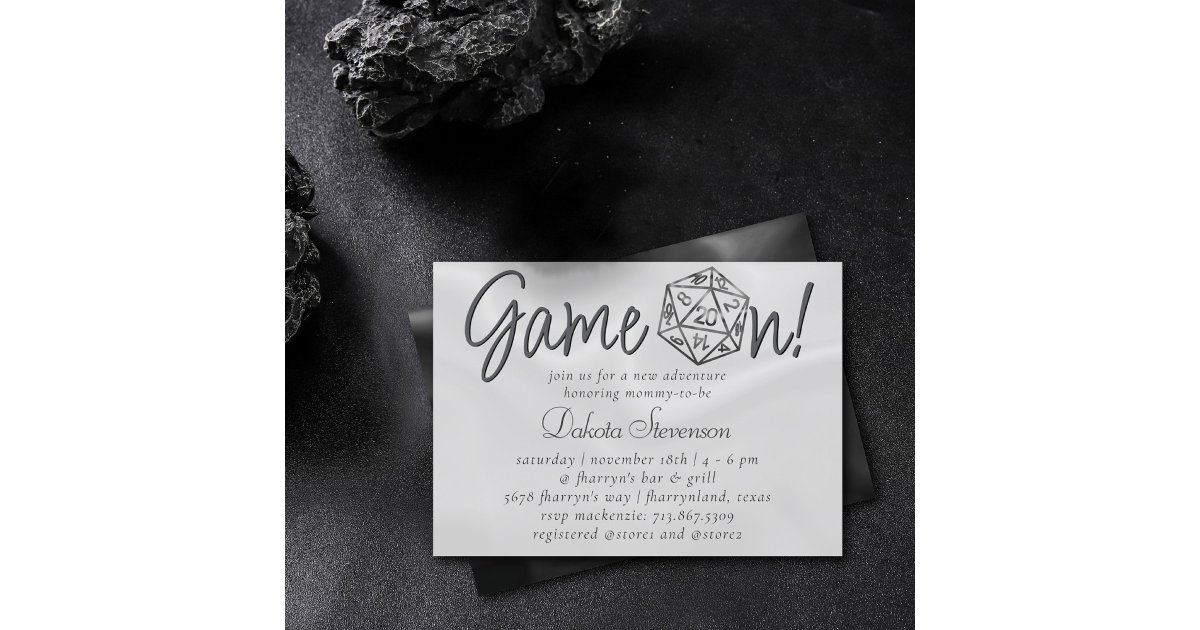 RPG Game On | Fantasy Tabletop Retro Gamer Dice Invitation | Zazzle