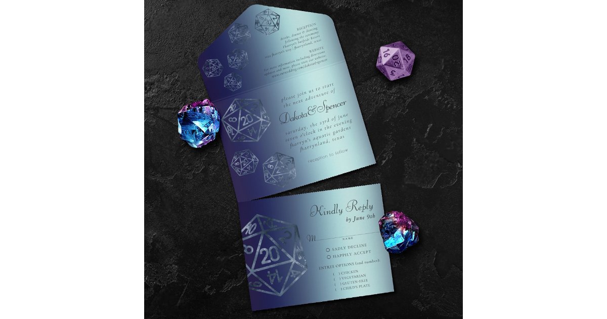 RPG Luxe | Navy Sheen Tabletop Role Player Entree All In One Invitation ...