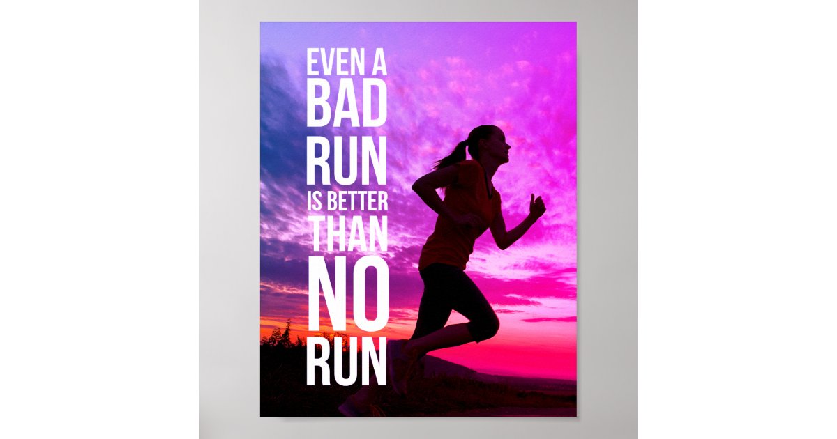 running inspirational quote white typography girl poster | Zazzle