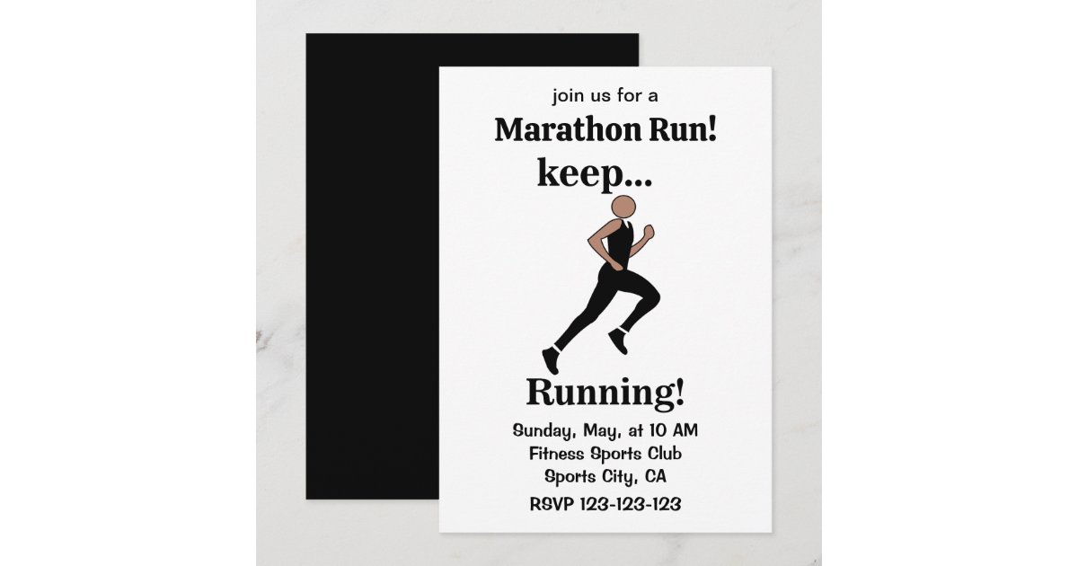 Running Runner Marathon Run Sports Invitation | Zazzle