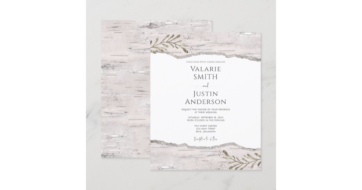 Rustic Birch Wood Wedding Invitation | Zazzle