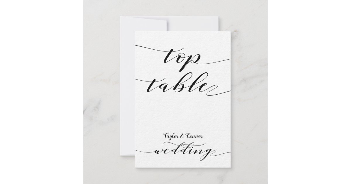 Rustic Calligraphy Wedding Top Head Table Card | Zazzle