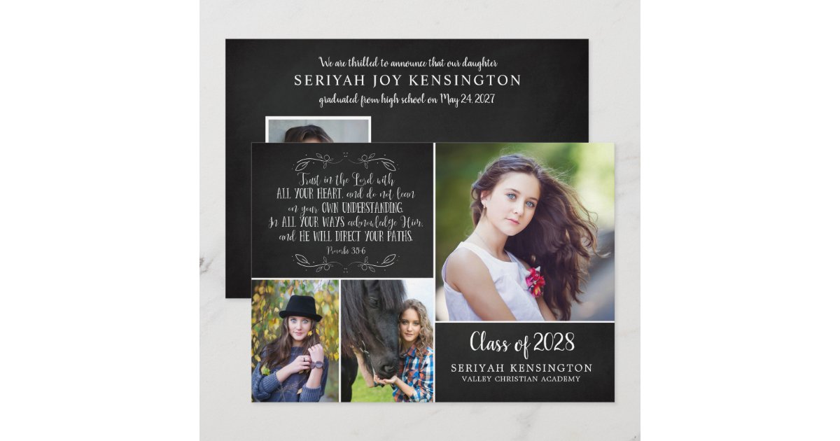 Rustic Christian Graduation Announcement Verse | Zazzle