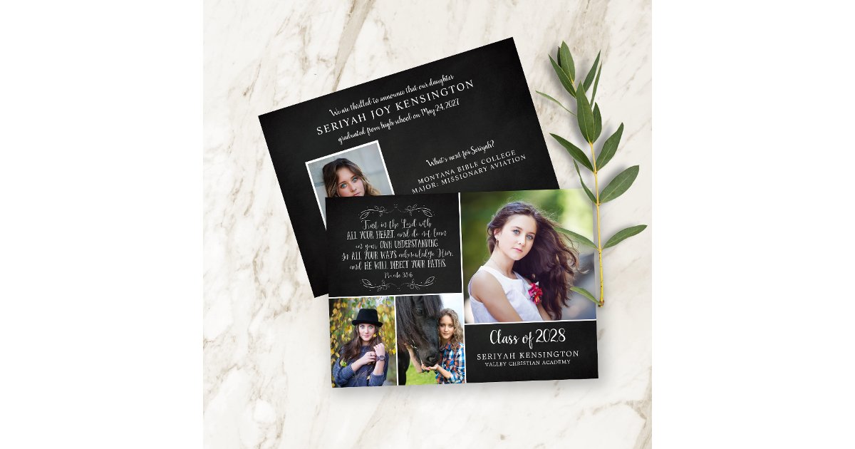 Rustic Christian Graduation Announcement Verse | Zazzle