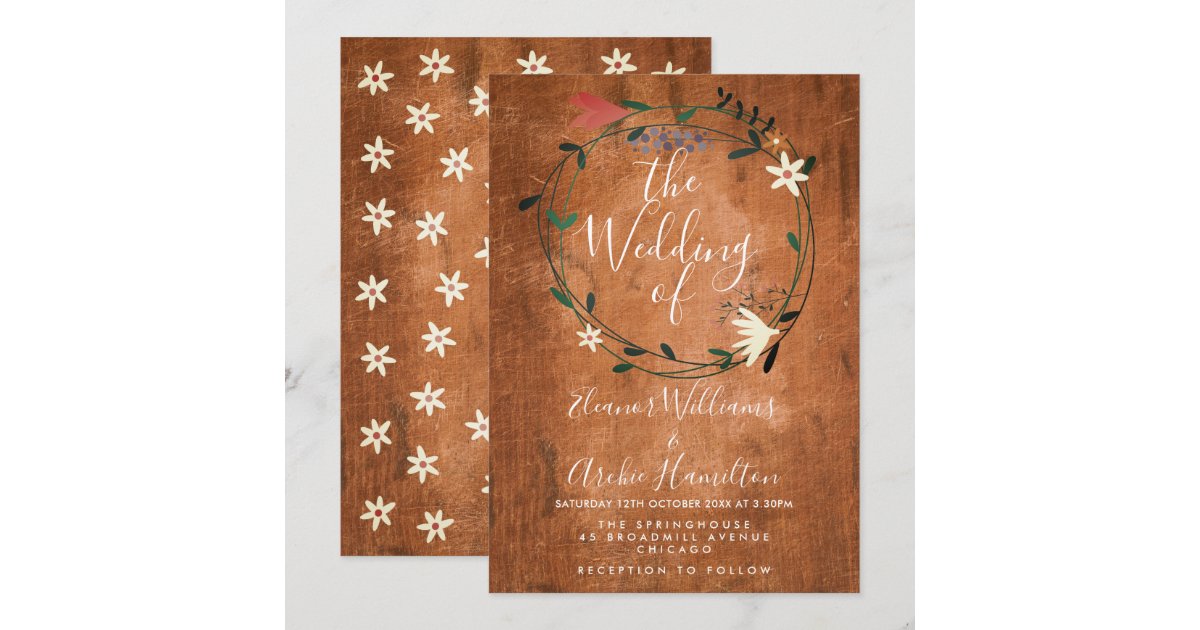 Rustic Country Floral Garland Wedding Invitation | Zazzle
