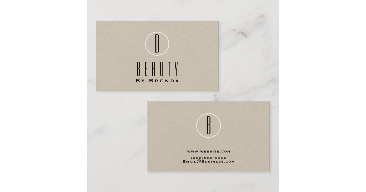 Rustic Kraft Brown Minimal Natural Monogram Logo Business Card | Zazzle