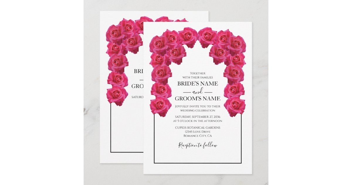 Rustic Pink Roses Wedding Invitations | Zazzle