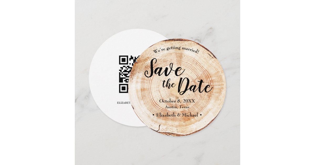 Rustic Wedding Save the date QR Code website Invitation | Zazzle