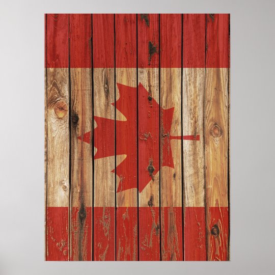 Rustic Wood Canada Flag Poster | Zazzle.ca