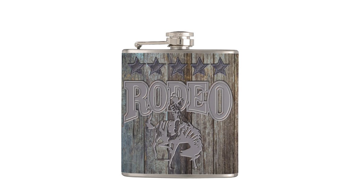 Rustic Wood Rodeo Cowboy Liquor Flasks | Zazzle