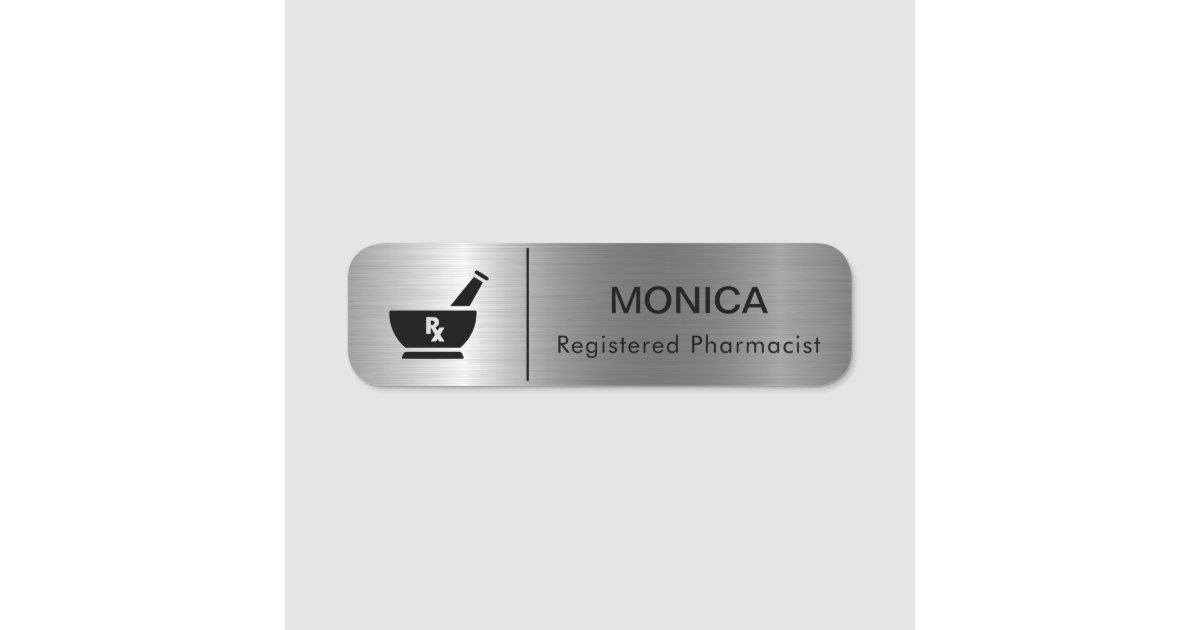 RX Pharmacy Logo Pharmacist Medical Care Name Tag | Zazzle
