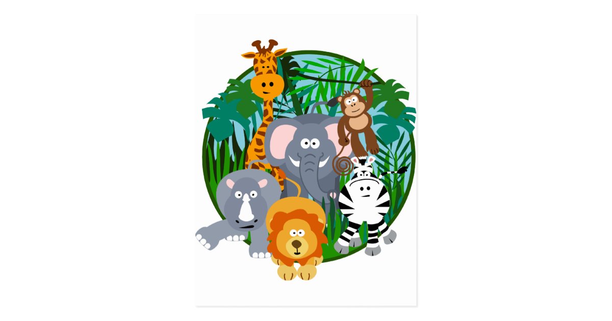 Safari Animals Cartoon Postcard | Zazzle.ca