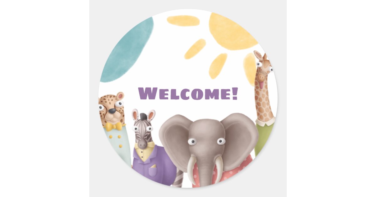 Safari Welcome Cupcake Topper Classic Round Sticker | Zazzle