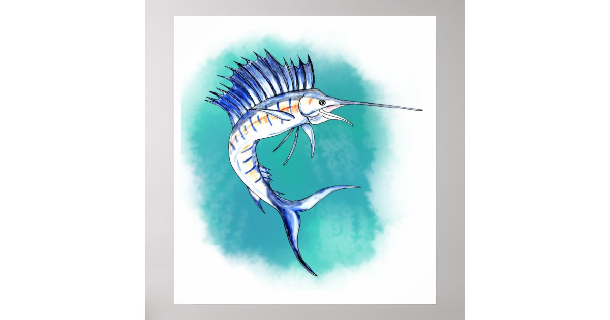 Sailfish in Watercolor Poster | Zazzle
