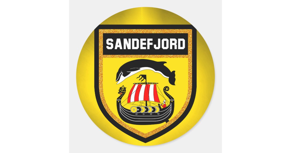 Sandefjord Flag Classic Round Sticker | Zazzle