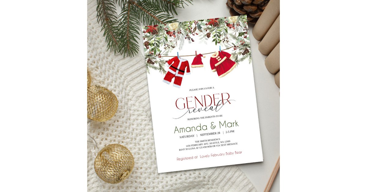 Santa Baby Gender Reveal Invitation | Zazzle