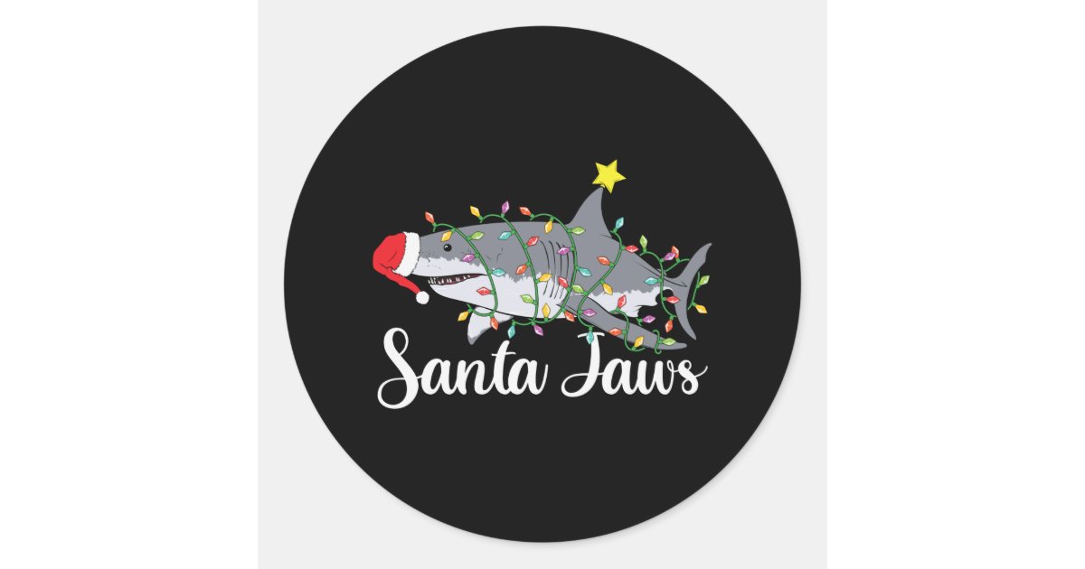 Santa Jaws Christmas Classic Round Sticker | Zazzle