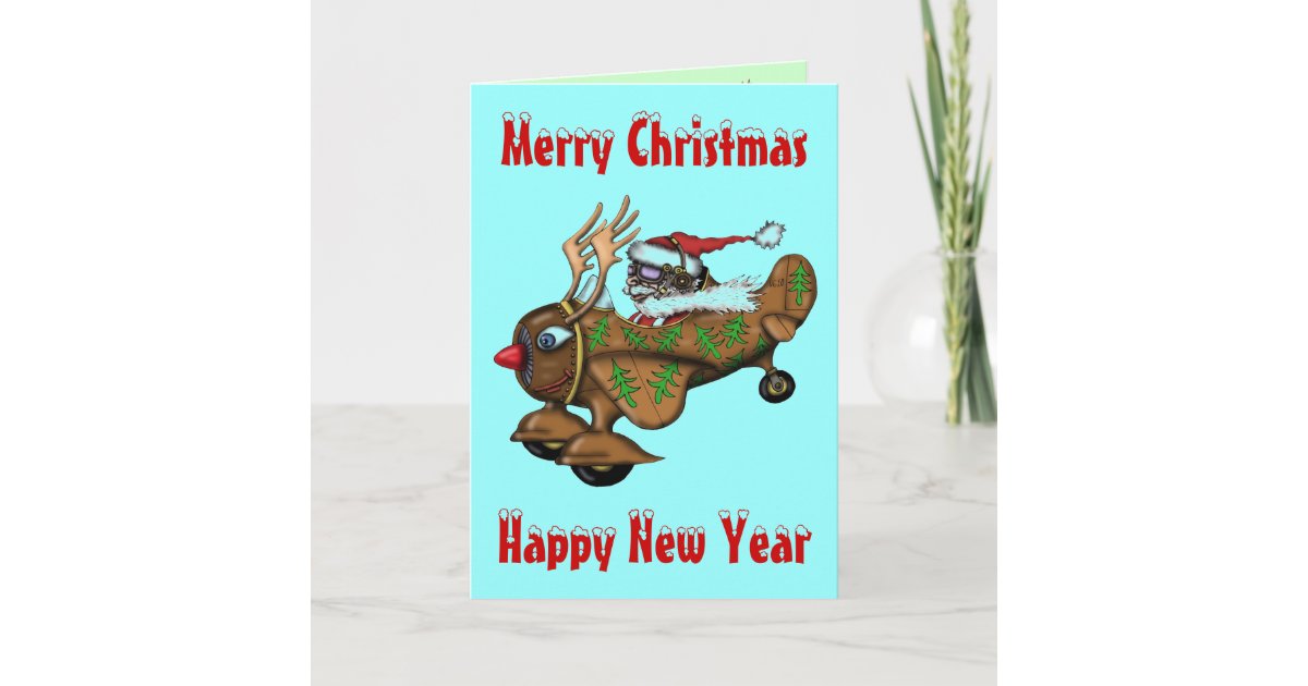 Santa pilot funny Merry Christmas card design | Zazzle