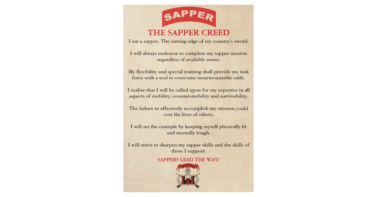Sapper Creed Wood Poster | Zazzle