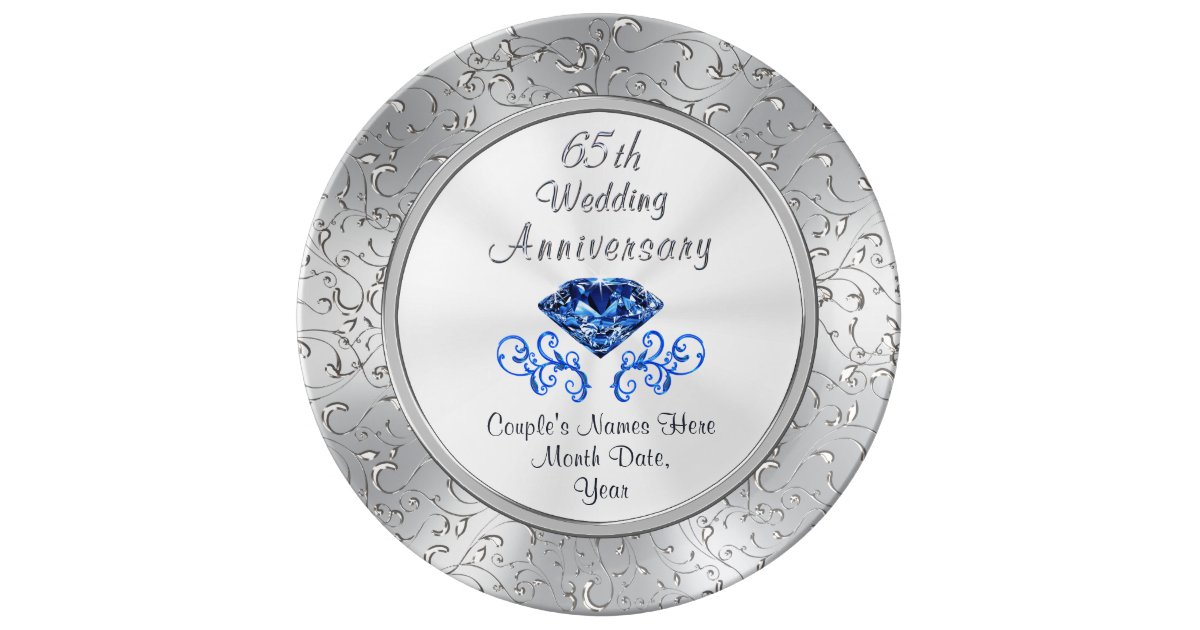 Sapphire 65th Wedding Anniversary Gift Personalize Plate | Zazzle
