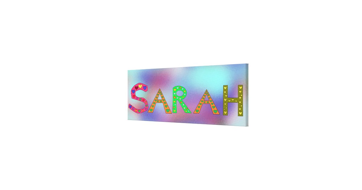 SARAH Girl's Name Cute Letters Design Blue Canvas Print | Zazzle