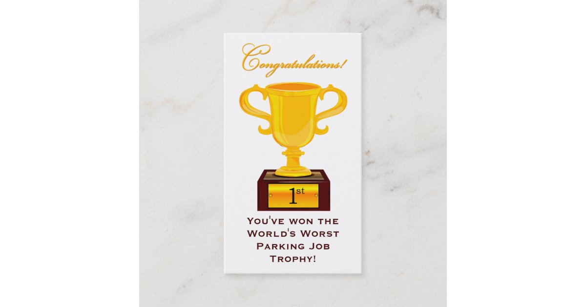 Sarcastic Parking Trophy Business Card | Zazzle