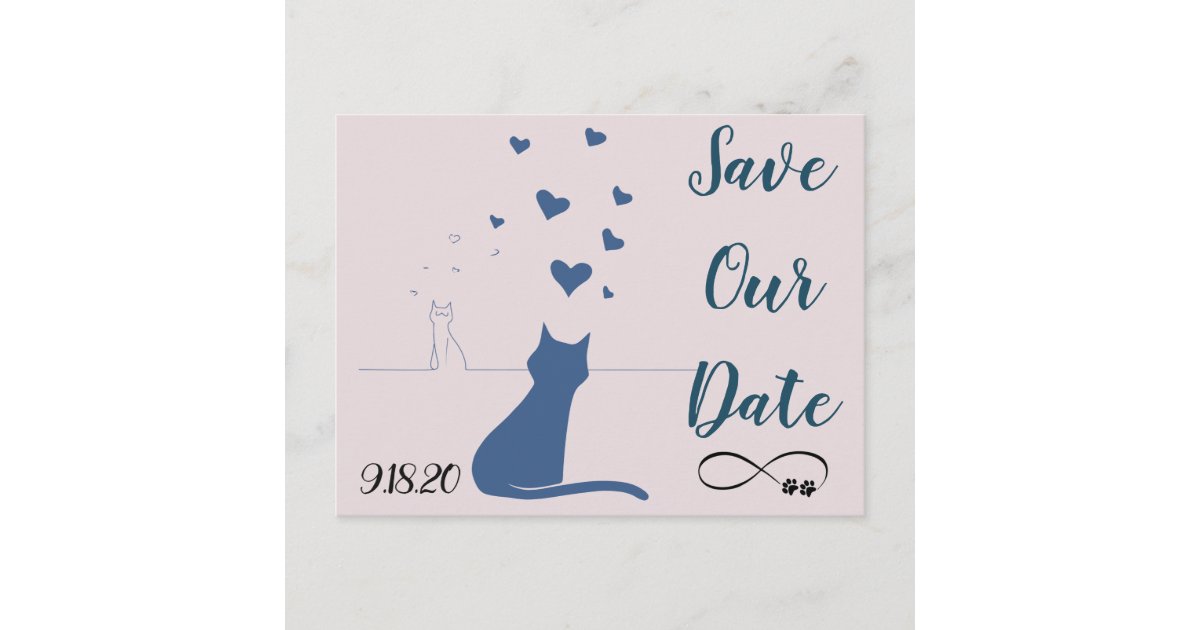 Save the date postcard with cats in love | Zazzle