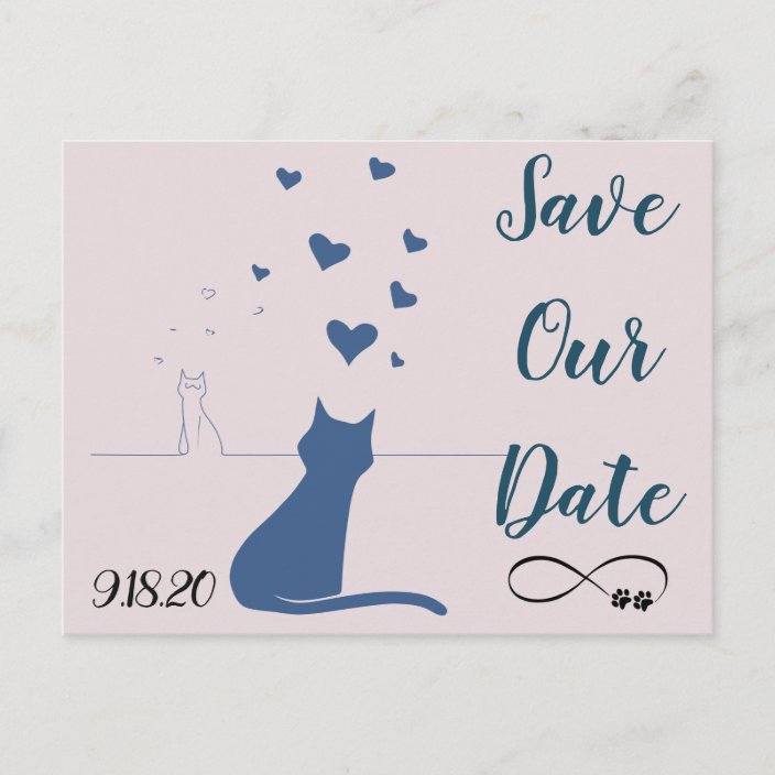 Save the date postcard with cats in love | Zazzle.ca