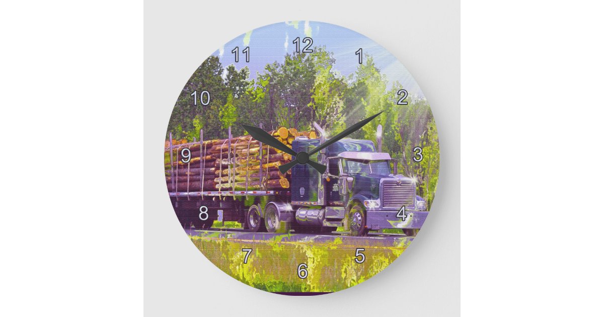 Sawmill Lumber Logging Truck Wall Clock | Zazzle