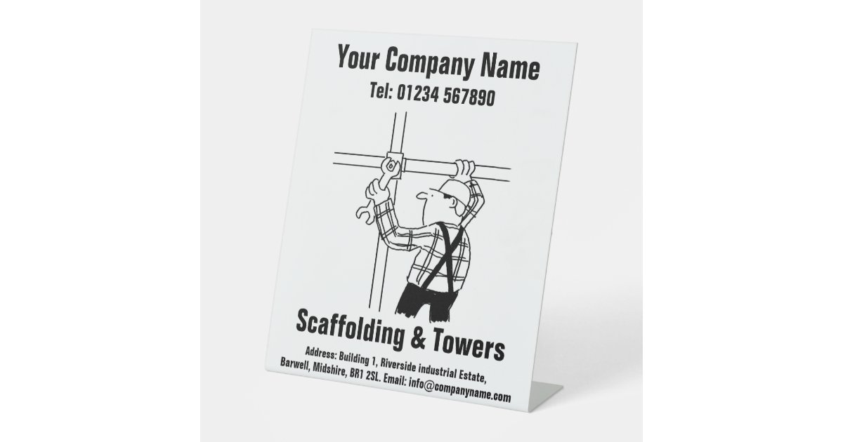 Scaffolding Cartoon Design Pedestal Sign | Zazzle