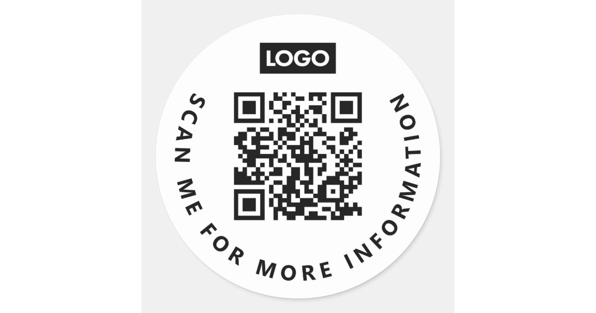 Scan Me Logo Business QR Code Scannable Classic Round Sticker | Zazzle