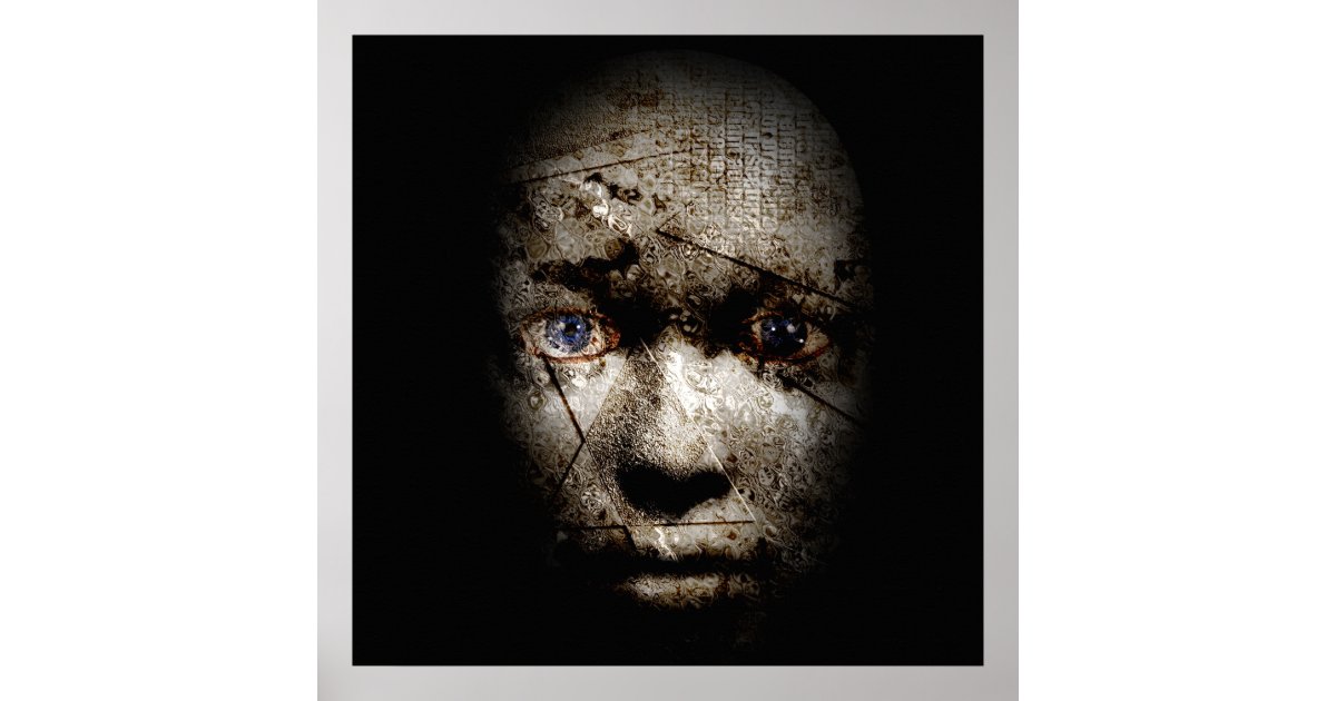 Scary human face poster | Zazzle