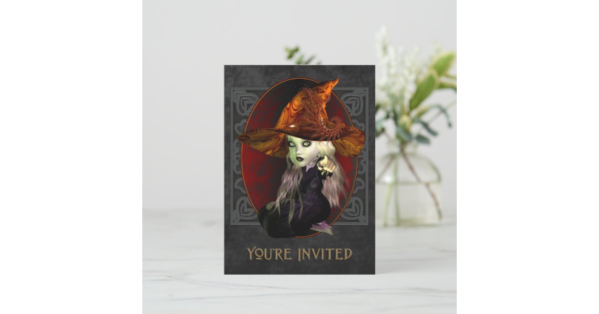 Scary Little Witch Halloween Party Invitation | Zazzle