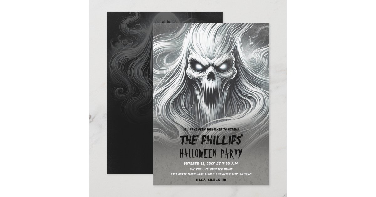 Scary Screaming Poltergeist Ghost Halloween Party Invitation | Zazzle