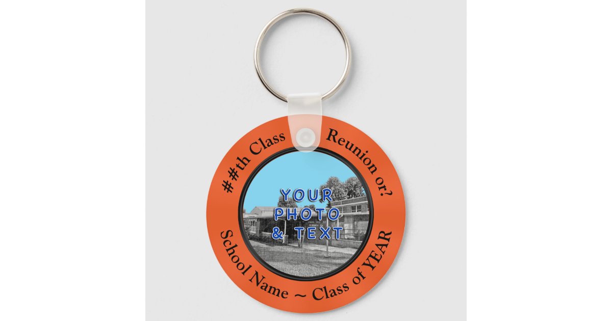 School Name, Photo, Year Class Reunion Keychains | Zazzle