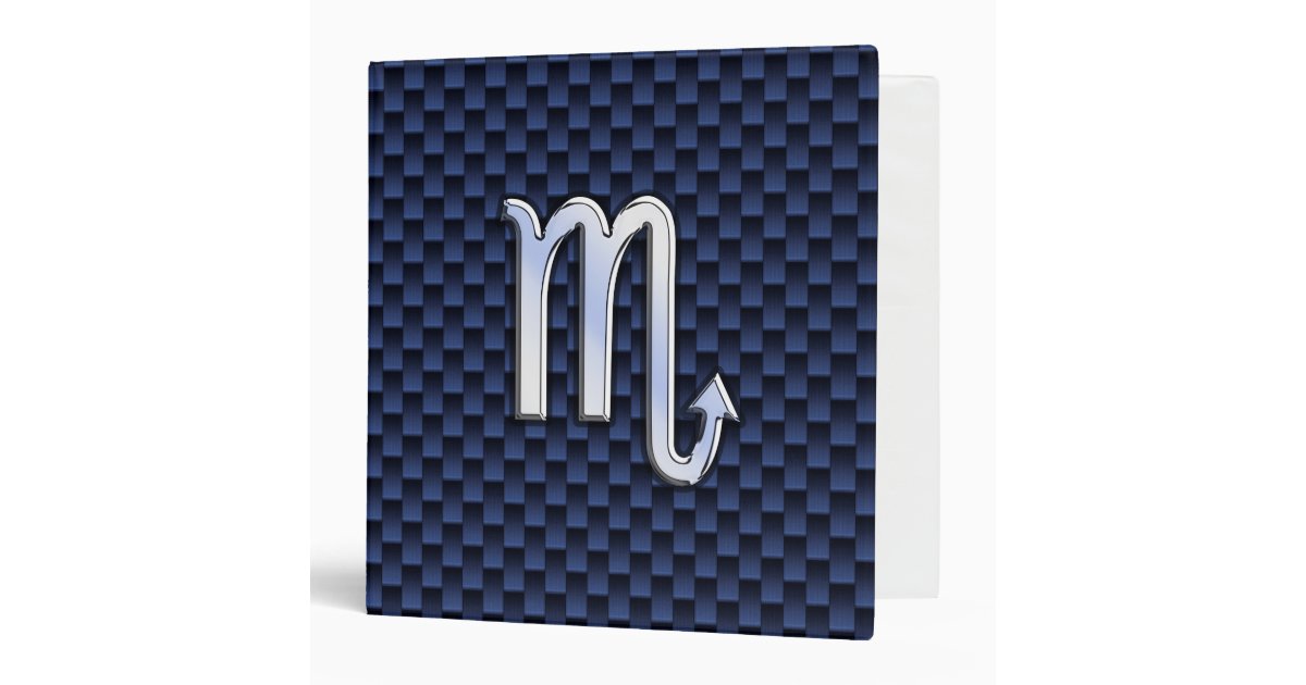 Scorpio Zodiac Symbol Navy Blue Carbon Fibre Style Binder | Zazzle