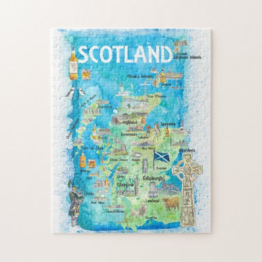 Scotland UK Travel Map Jigsaw Puzzle | Zazzle.ca