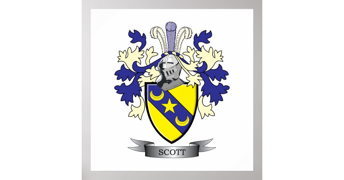 Scott Family Crest Coat of Arms Poster | Zazzle