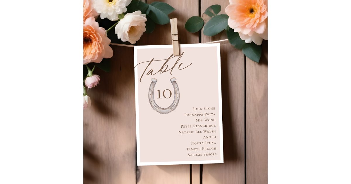 Script Horseshoe Table Number Seating Chart Cards | Zazzle