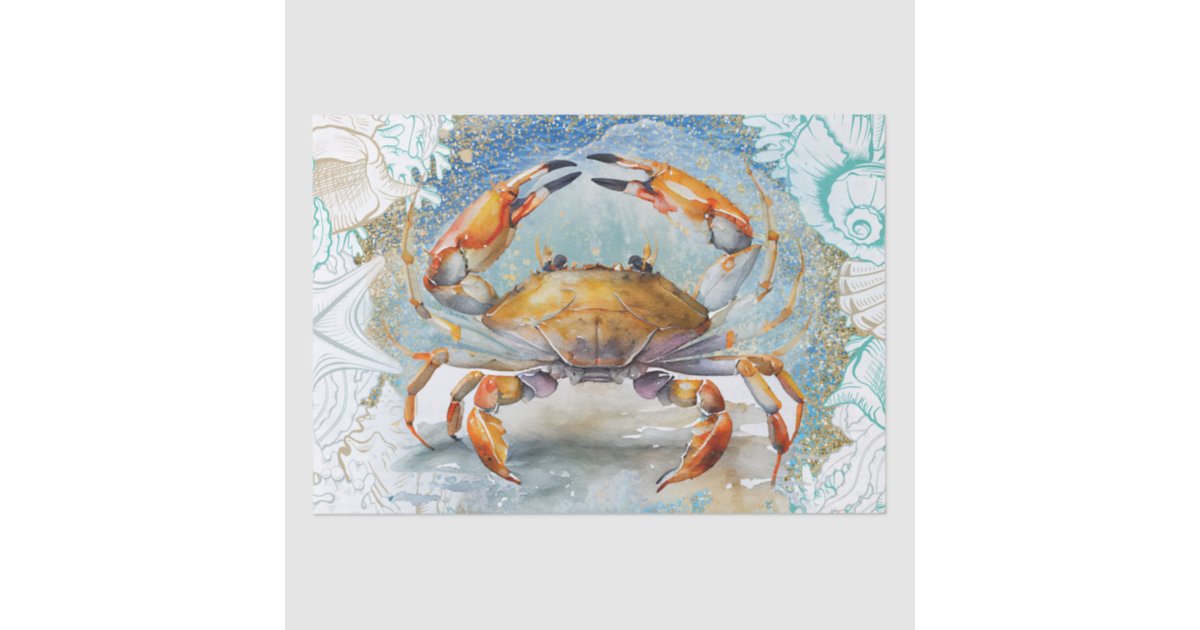 Sea Crab Shell Watercolor Tissue Paper | Zazzle