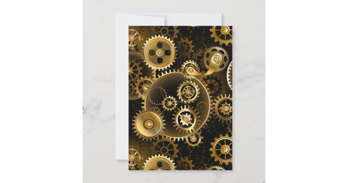 Seamless Steampunk Brass Gears Card | Zazzle