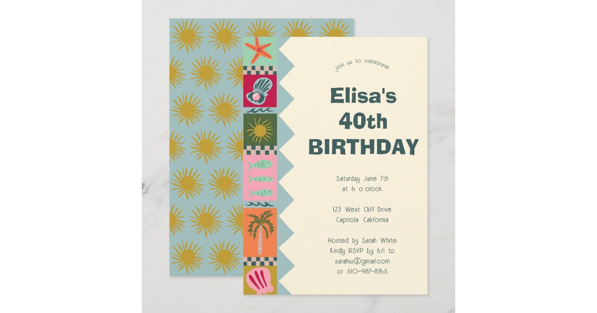 Seaside Soiree BIRTHDAY PARTY Modern Cute CUSTOM Invitation | Zazzle