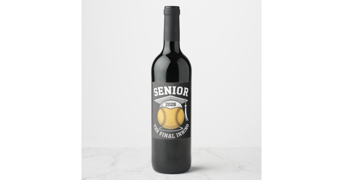 Senior The Final Inning 2026 Softball Graduation Wine Label | Zazzle