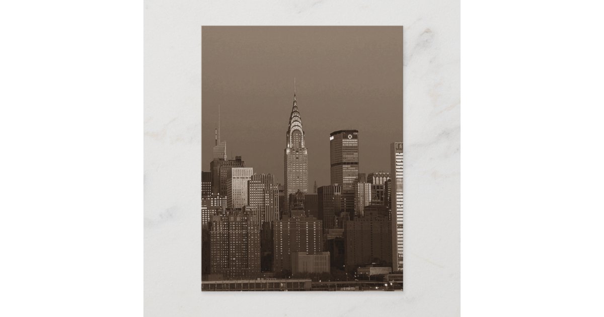 Sepia New York City Skyline Postcard | Zazzle