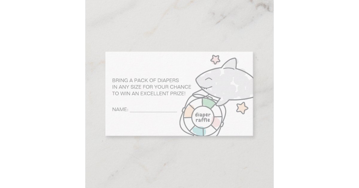 Shark Ahoy Diaper Raffle Enclosure Card | Zazzle