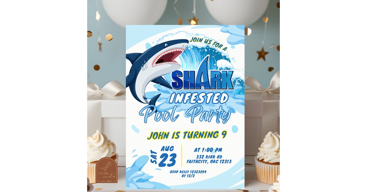 sharktastic birthday invitation | Zazzle