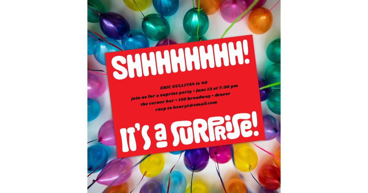 Shhhhh! Surprise! Party Invitation | Zazzle