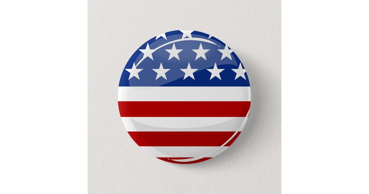 Shiny Round American Flag 2 Inch Round Button | Zazzle